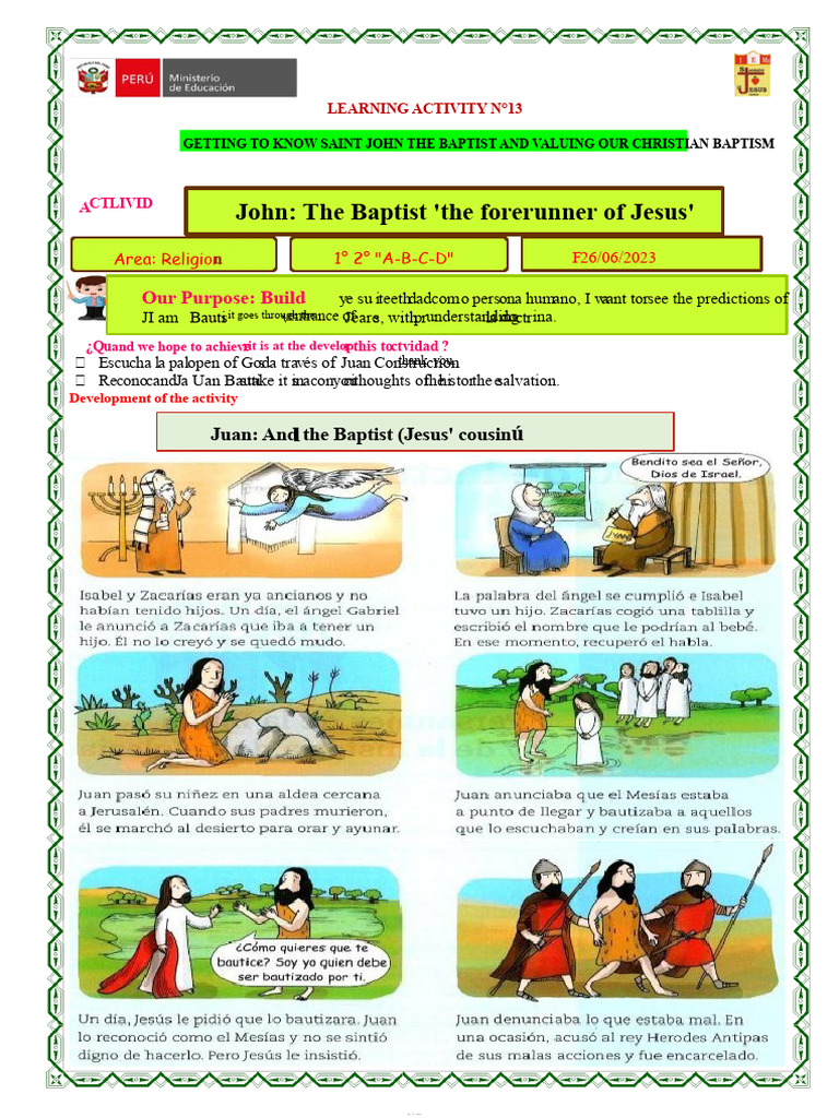 Religion Activity - Saint John The Baptist | PDF | John The Baptist | Jesus