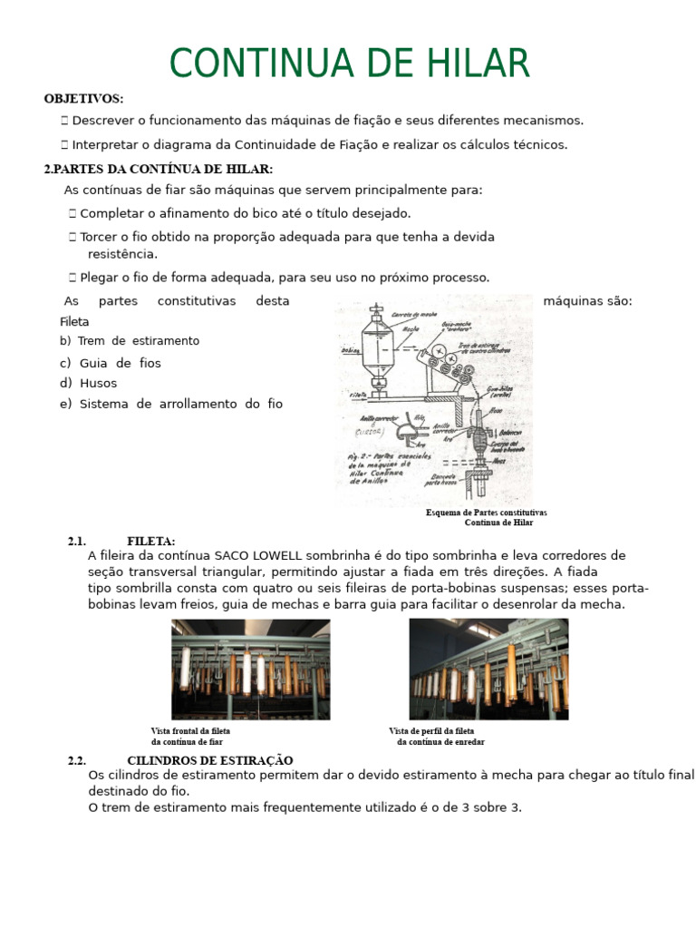 Continua de Hilar | PDF | Fiação (têxtil) | Artes Têxteis