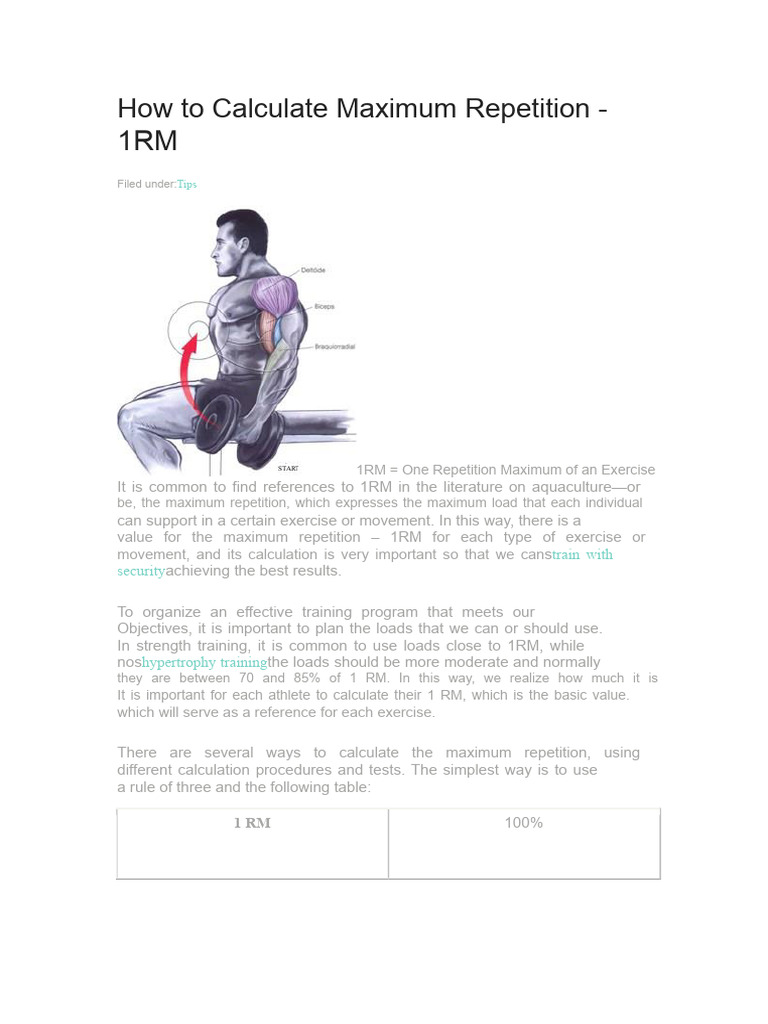 Calculate Your 1RM for Strength Training | PDF | Kilogram | Weight