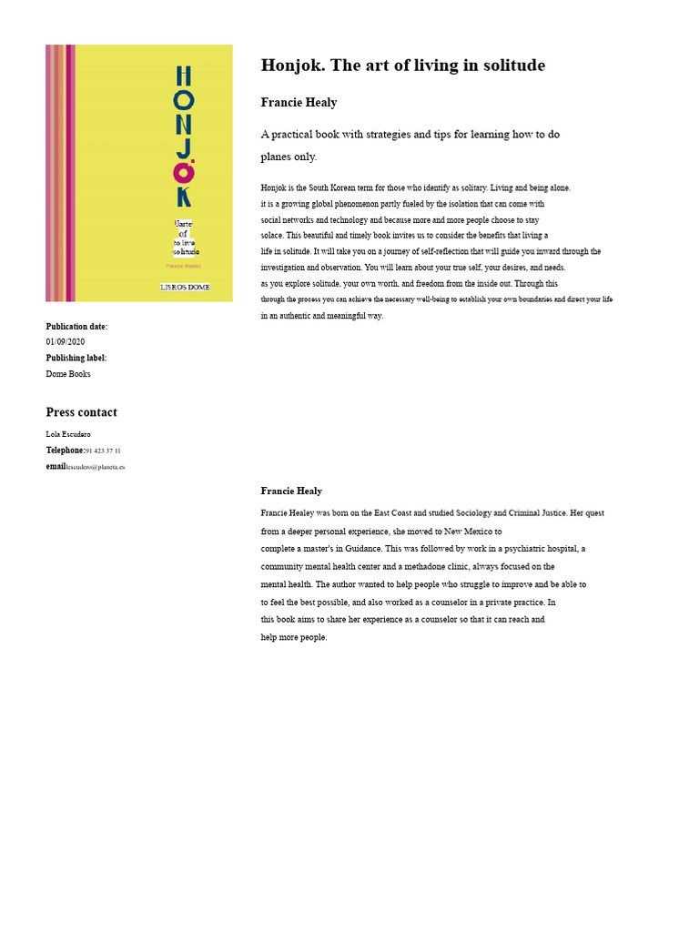 Honjok The Art of Living in Solitude | PDF