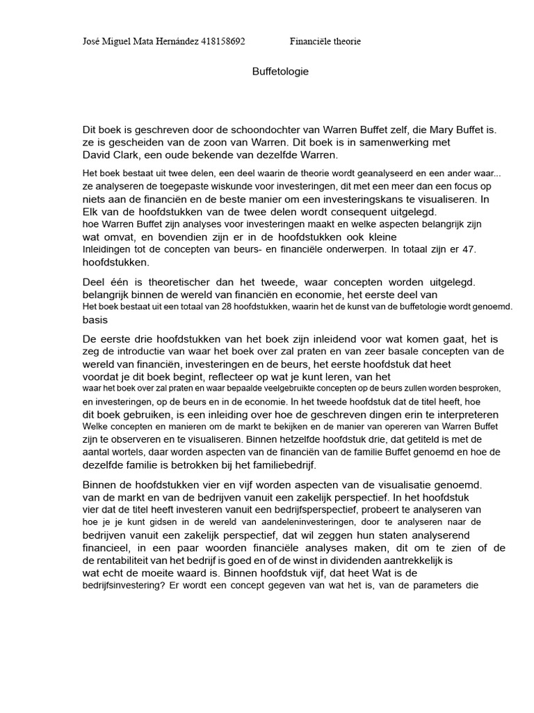 Buffetologie Samenvatting | PDF