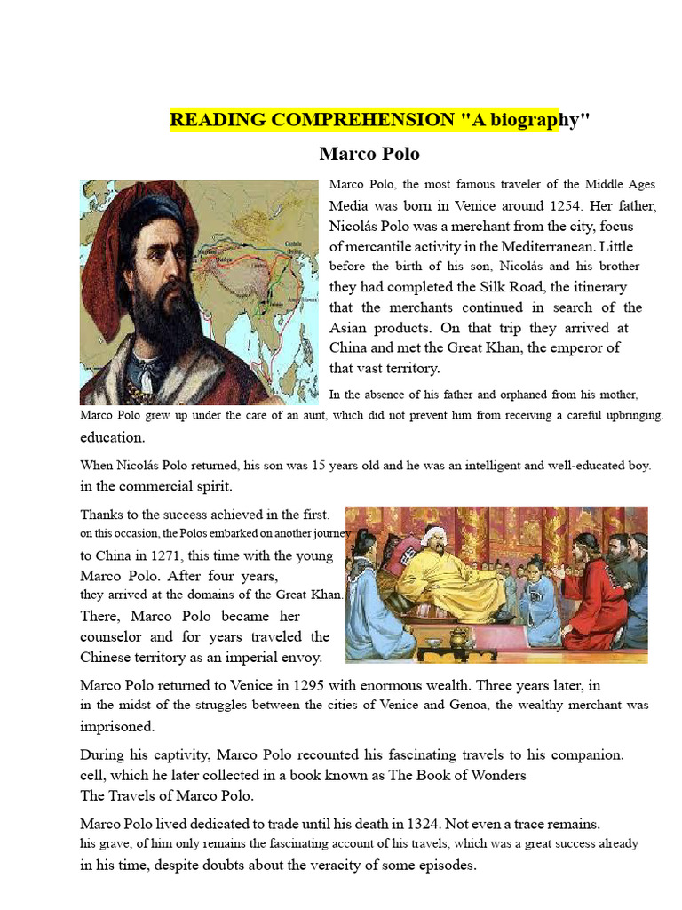 Reading Competence 11 | PDF | Marco Polo | China