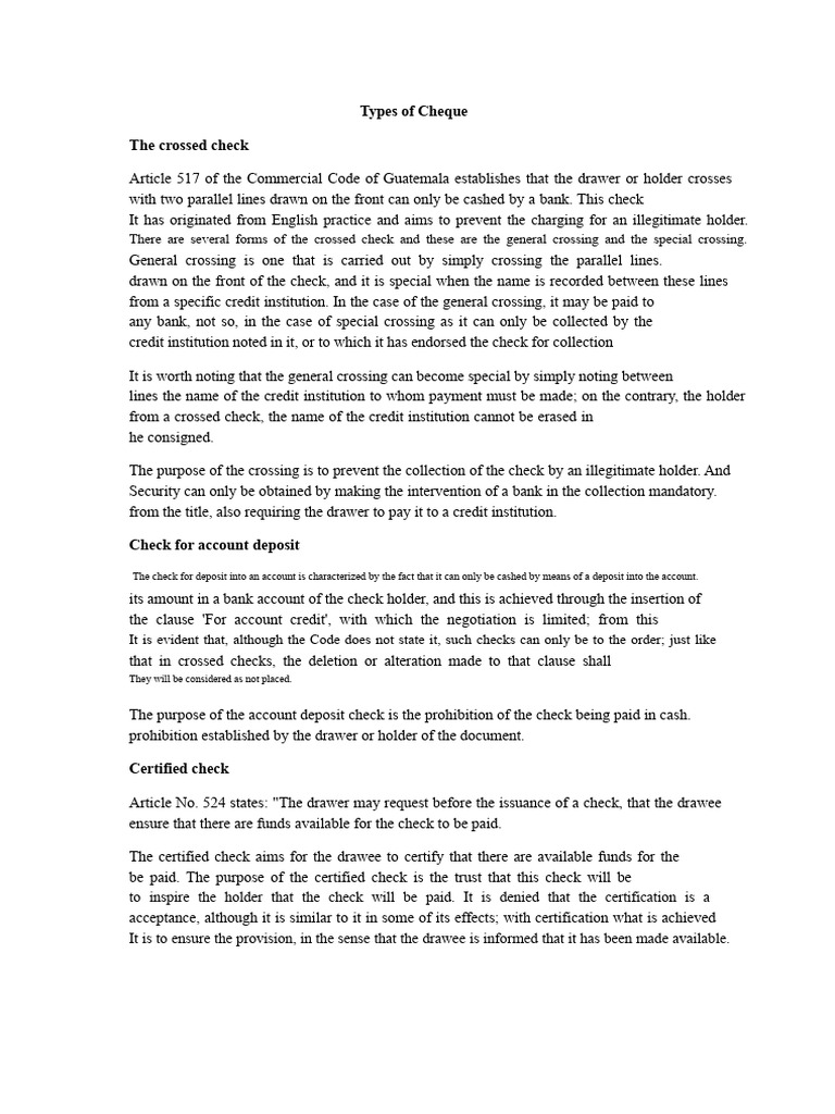 Modalities of The Check | PDF | Cheque