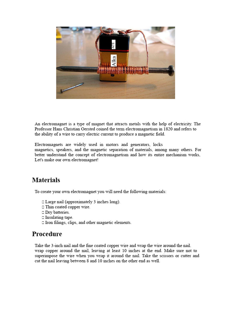 "HOW TO BUILD AN ELECTROMAGNET" Leonela | PDF