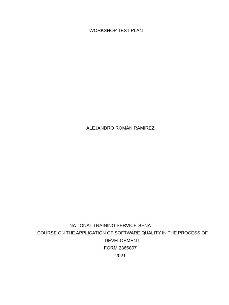 Activity 1 - Test Plan Workshop | PDF | Software | Information Science