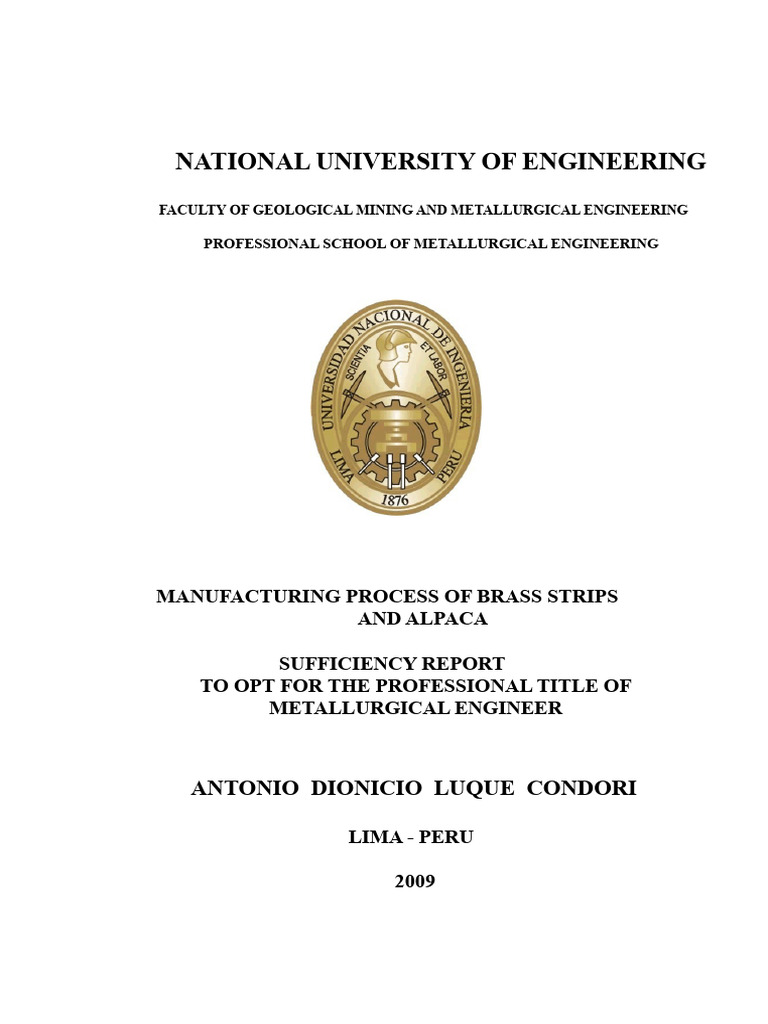 Manufacturing Process of Brass and Nickel Silver Strips - Thesis | PDF ...