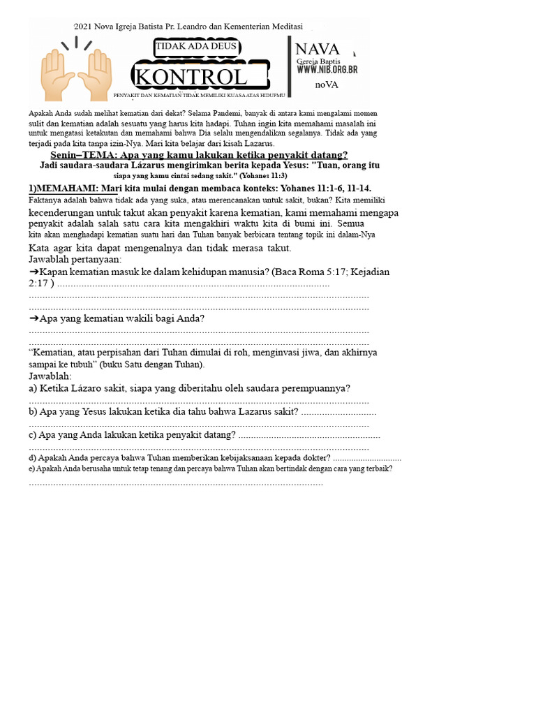 Meditasi Nib 12 September 2021 Allah Dalam Kontrol | PDF