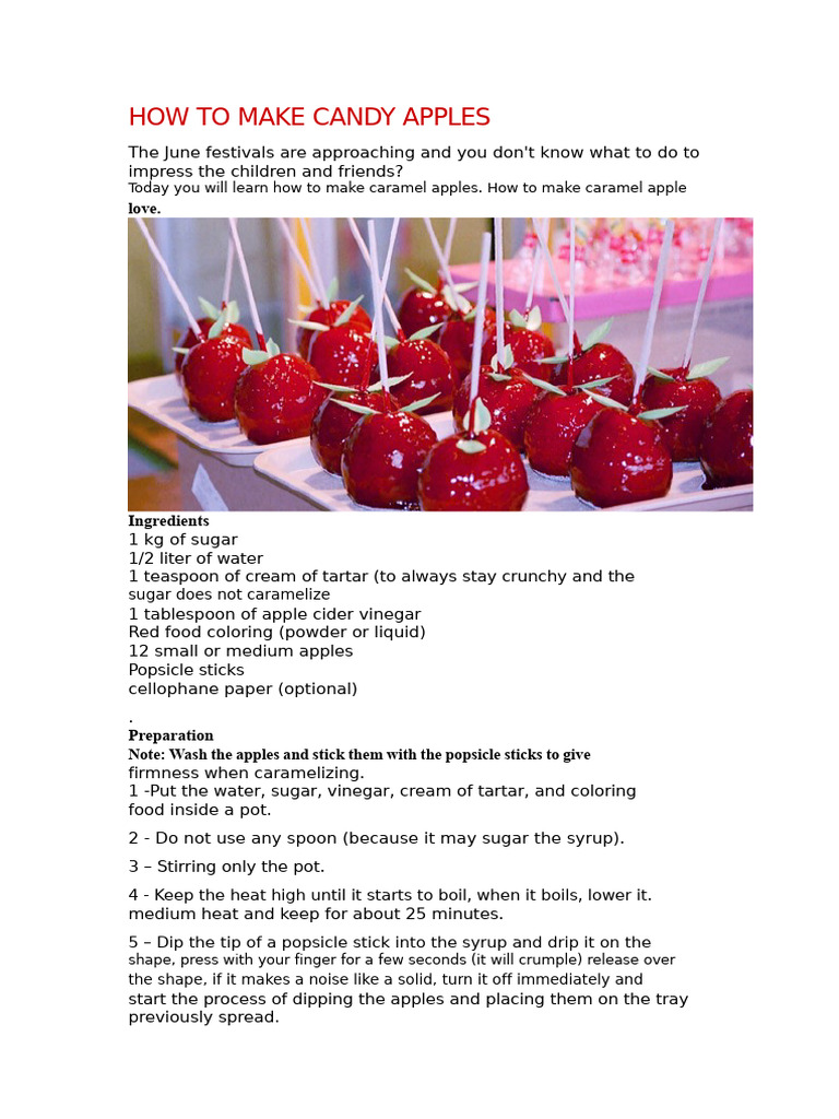 How to Make Candy Apples at Home | PDF