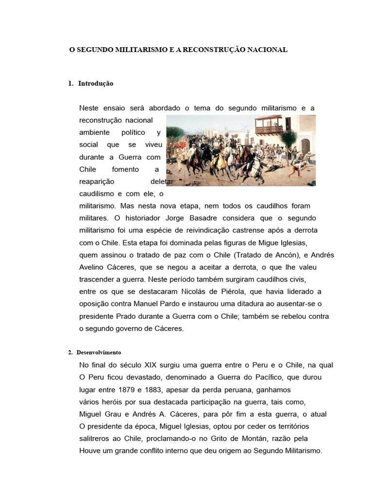 Segundo Militarismo e Reconstrução Peruana | PDF | Peru | Chile