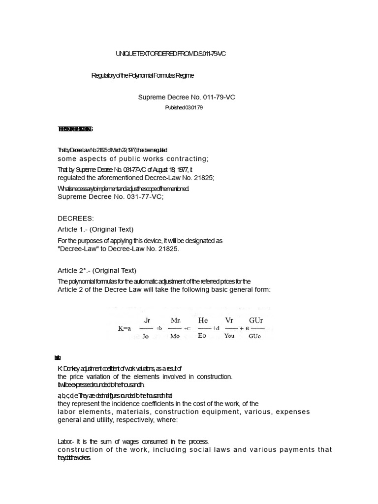 Polynomial Formulas Regulation 1979 | PDF | Algebra