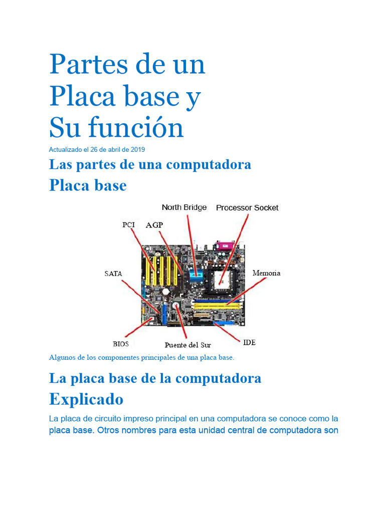 Partes de Una Placa Base y Su Función | PDF | Bios | Almacenamiento de ...