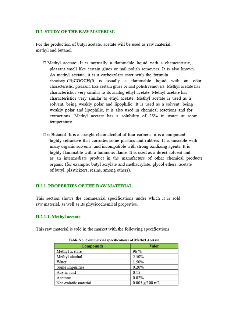 Raw Materials for Butyl Acetate Production | PDF | Acetic Acid | Solvent
