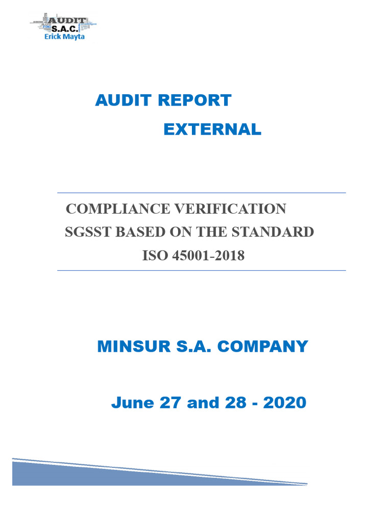External Audit Report-45001 | PDF | Audit | Occupational Safety And Health