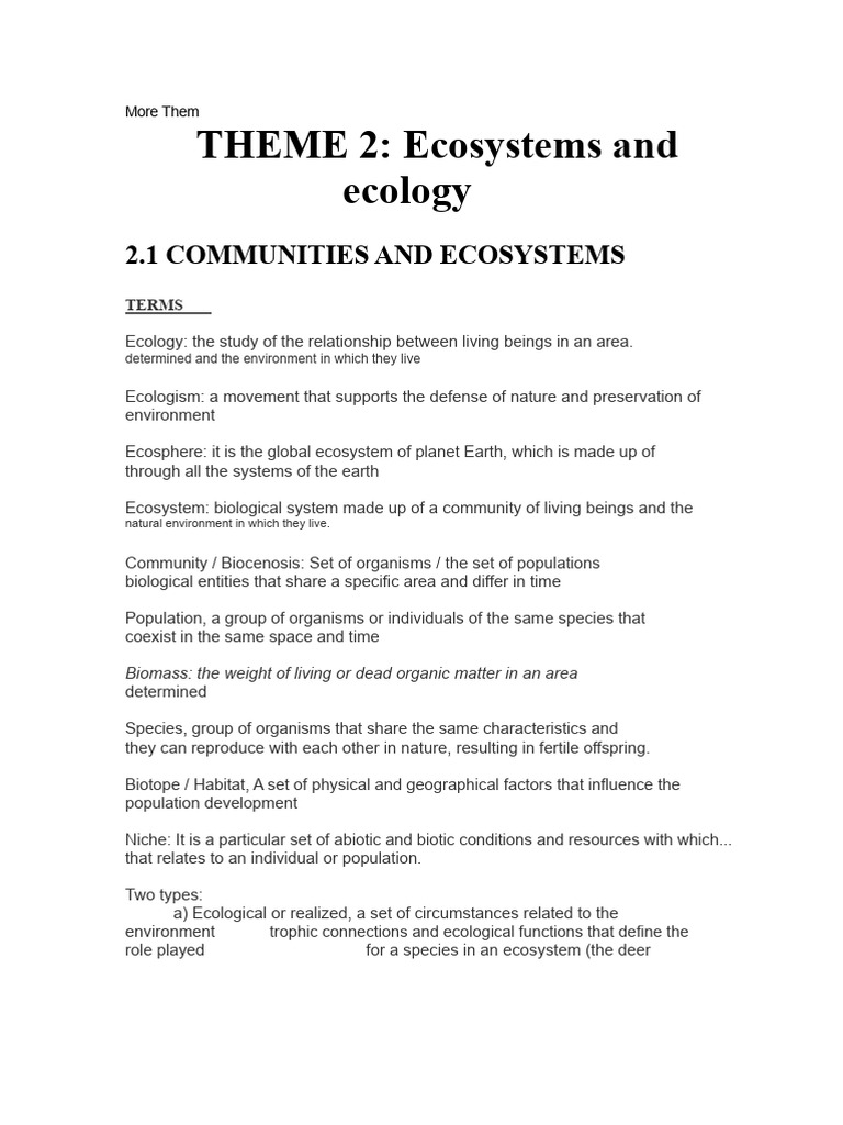 Notes On Environmental Systems and Societies - Topic 2 | PDF | Food Web ...