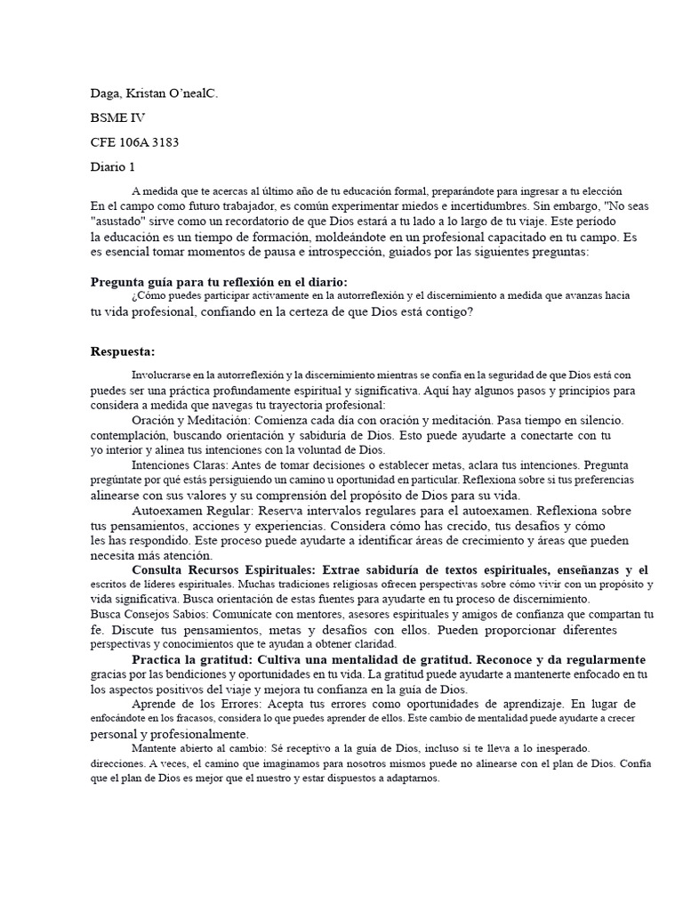 Autorreflexión y Fe en la Carrera Profesional | PDF | Gratitud | Sabiduría