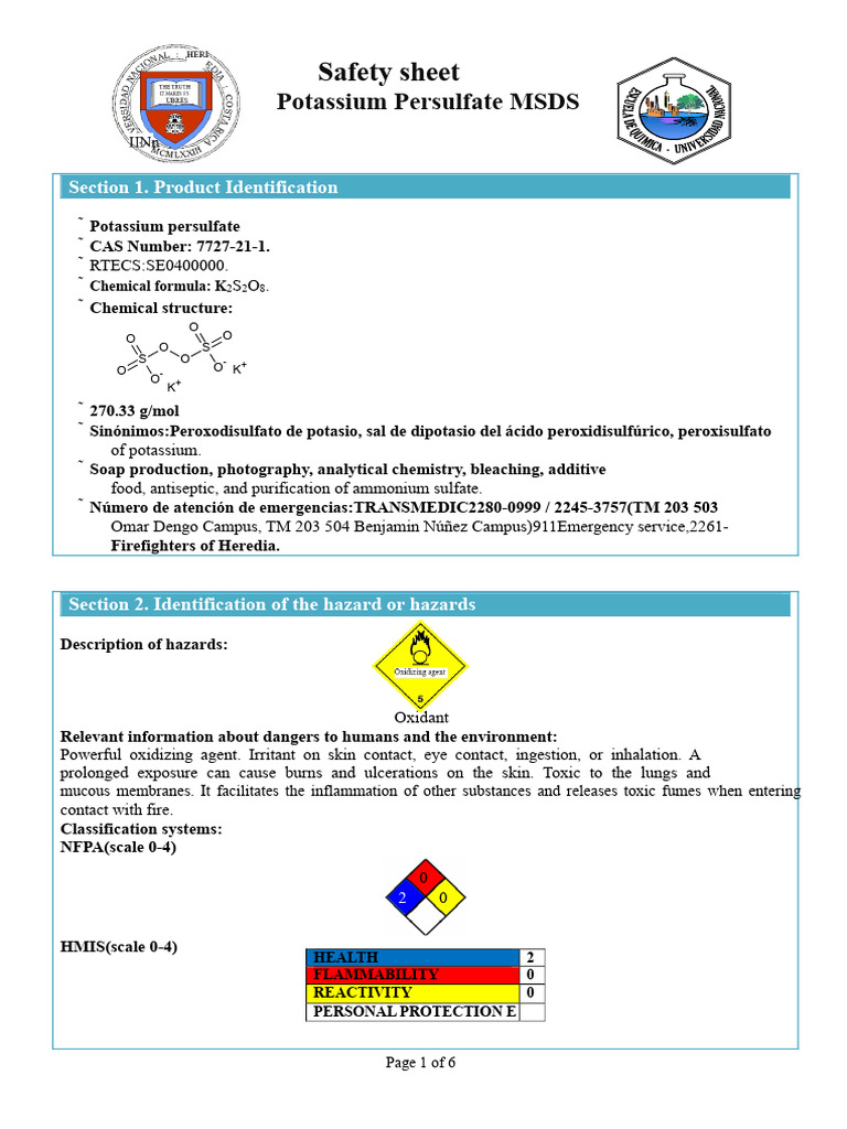 Safety Data Sheet For Chemical Substances | PDF | Toxicity | Waste