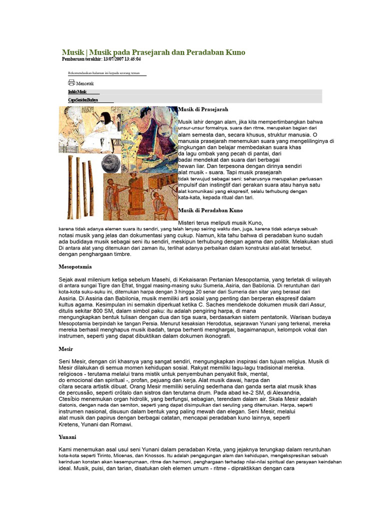 Musik Di Prasejarah Dan Peradaban Kuno | PDF