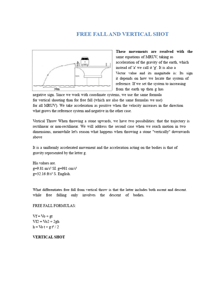 Free Fall and Vertical Throw | PDF | Acceleration | Motion (Physics)