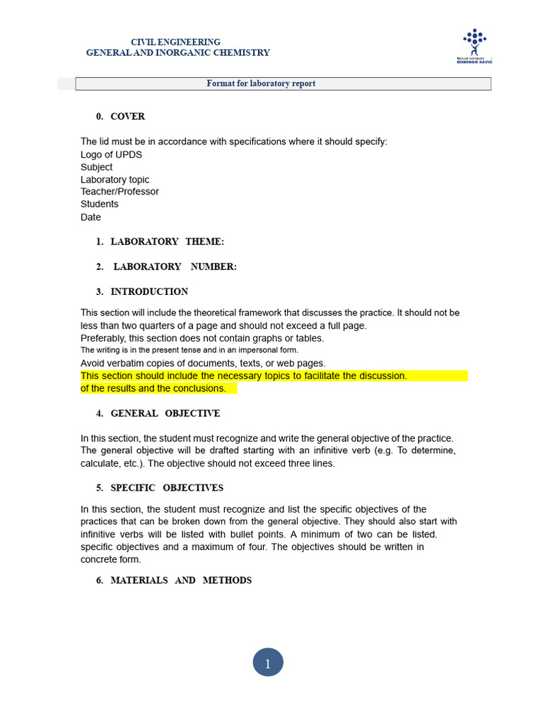 Format For Laboratory Report | PDF