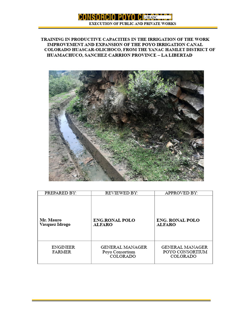 Training Plan | PDF | Water Resources | Irrigation