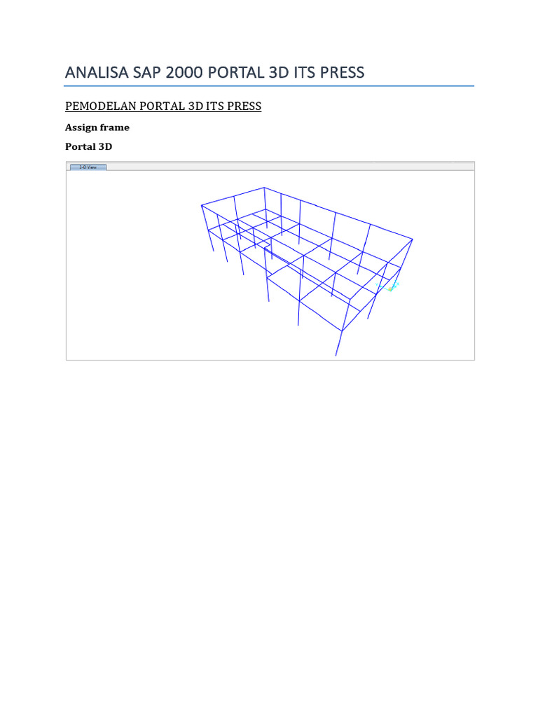 SAP 2000 3D Portal Analysis Guide | PDF