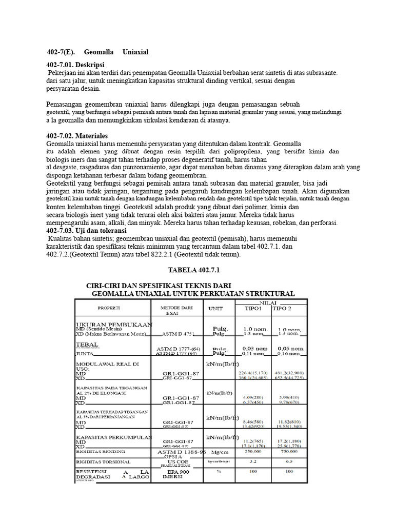 Pemasangan Geomalla Uniaxial untuk Struktur | PDF