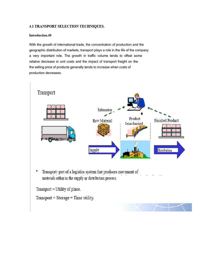 Transport Selection Techniques Explained | PDF | Transport | Cargo