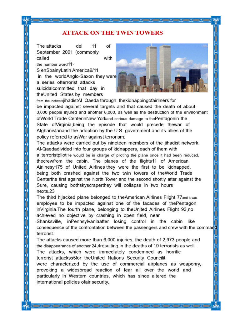 9/11 Terrorist Attacks Overview | PDF | September 11 Attacks | Airliner ...