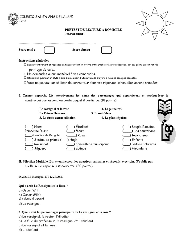 Contes D'oscar Wilde - Test | PDF | Amour
