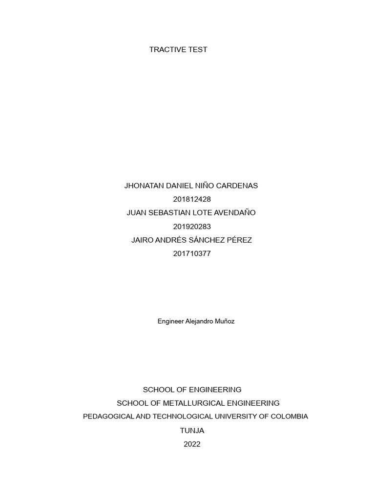Traction Test of Steel 1020 | PDF | Deformation (Engineering) | Yield ...