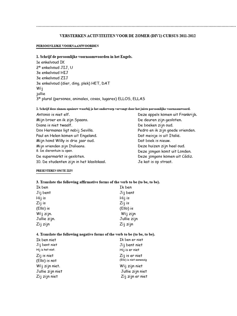 Activiteiten Versterking Diversificatie 1 Engels | PDF