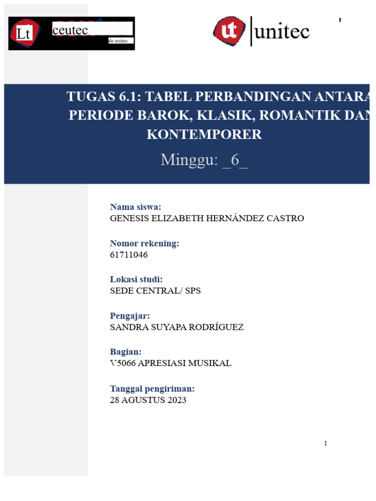 Perbandingan Periode Musik Barok hingga Kontemporer | PDF