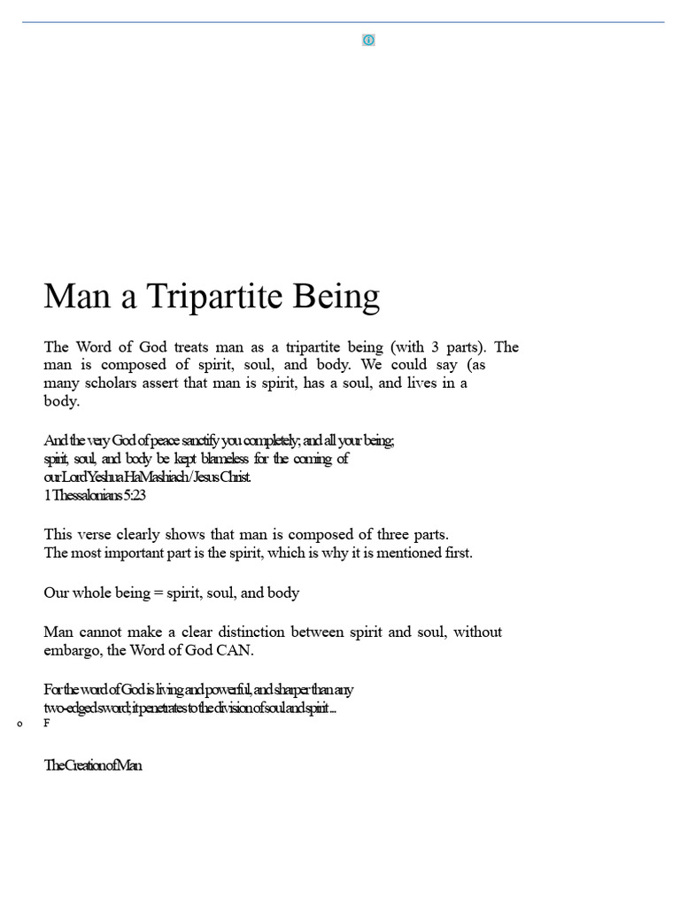 Man A Tripartite Being | PDF | Jesus | Adam