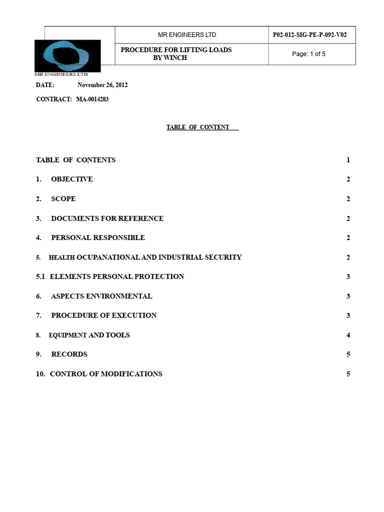 Lifting Loads With Winch | PDF | Personal Protective Equipment