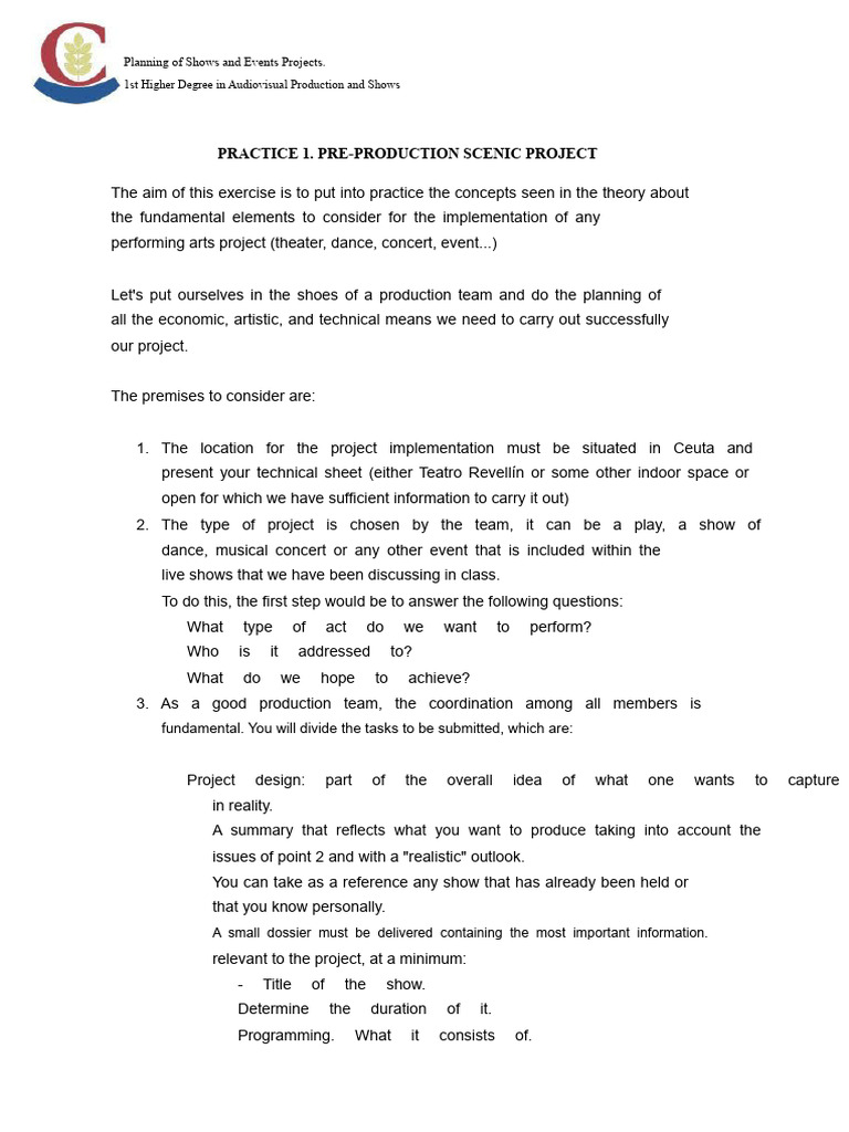 Practice - 1. Pre-Production of Scenic Project. | PDF