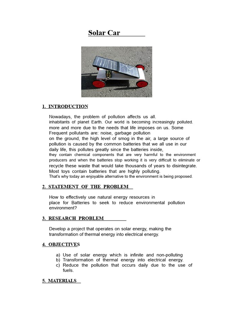 Solar Car | PDF | Pollution | Car
