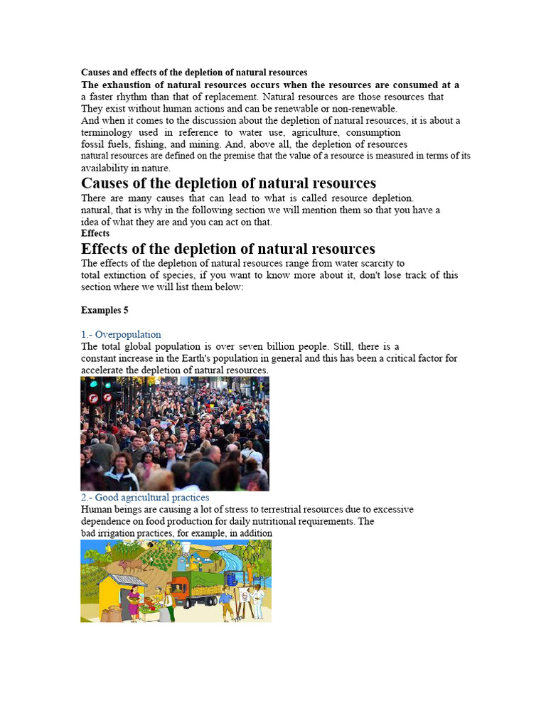 Causes and Effects of The Depletion of Natural Resources | PDF ...