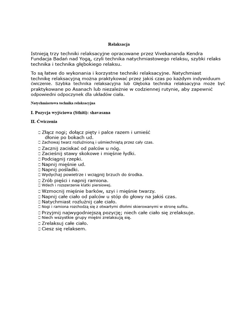 Techniki Relaksacyjne | PDF