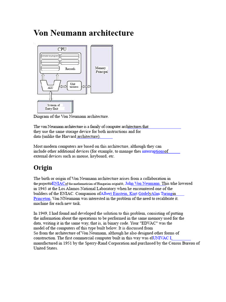 Overview of Von Neumann Architecture | PDF | Central Processing Unit ...