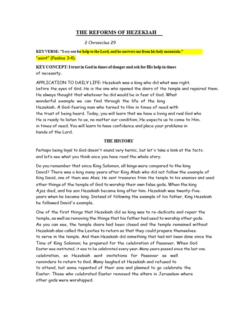 The Reforms of Hezekiah | PDF | Temple In Jerusalem | Books Of The ...