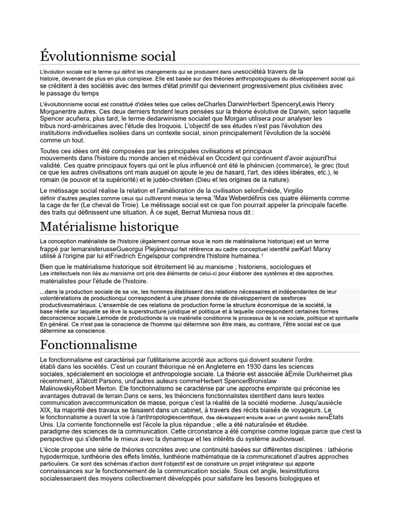 Évolutionnisme social et ses théories | PDF | Évolution | Matérialisme