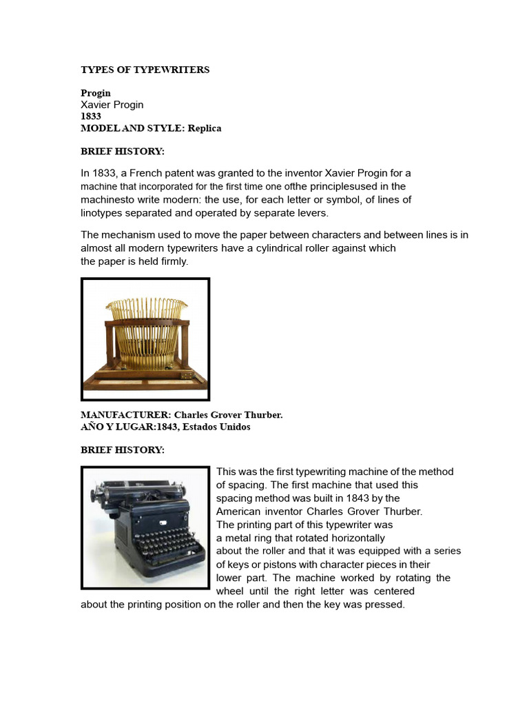 Evolution of Typewriter Models | PDF | Typewriter | Text
