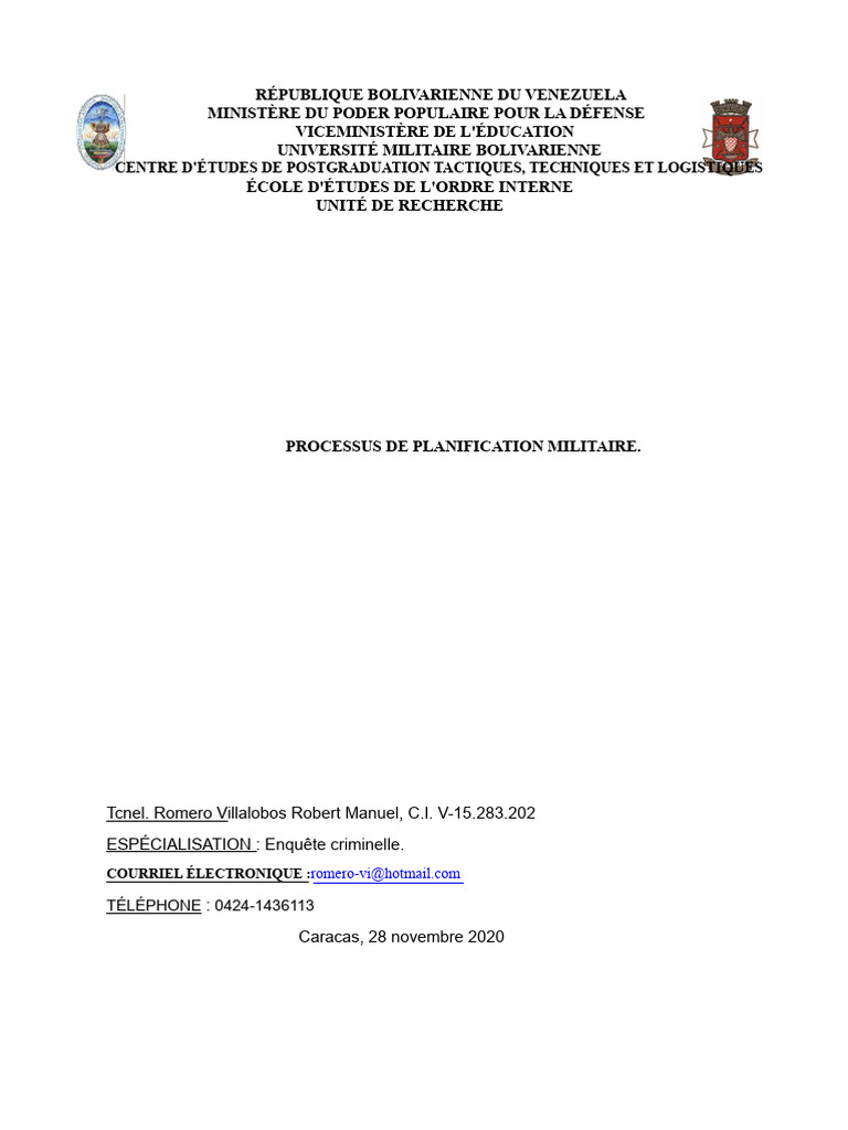 Processus de Planification Militaire | PDF | Planification | Sécurité