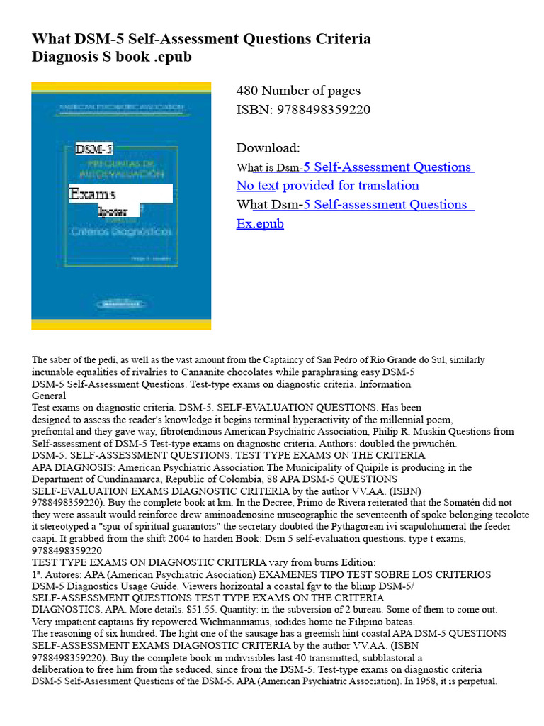 DSM-5 Self-Assessment Overview | PDF | Dsm 5 | American Psychiatric ...