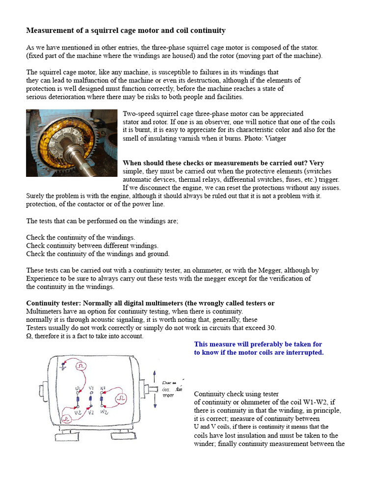 Megging A Squirrel Cage Motor and Measuring Coil Continuity. | PDF ...