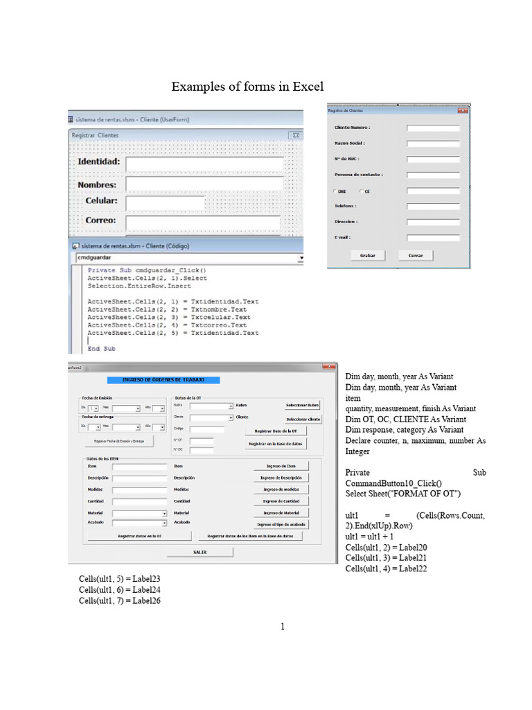 Examples of Form in Excel | PDF | Microsoft Excel | Computing