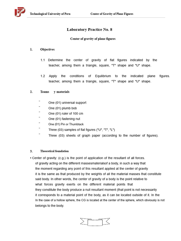 Center of Gravity in Plane Figures Lab | PDF | Center Of Mass | Physics