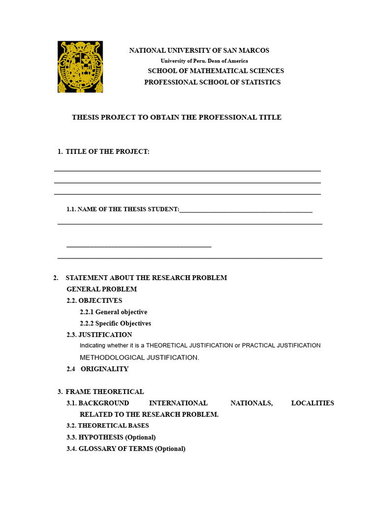 Thesis Project Guidelines for Statistics | PDF