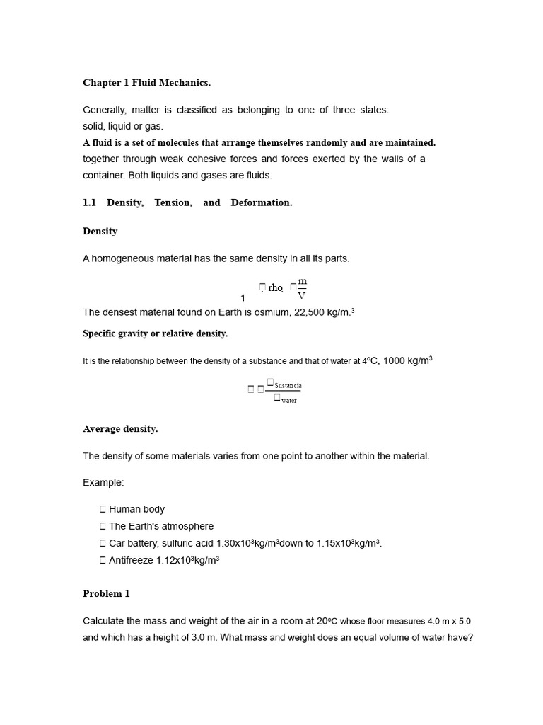 Chapter 001 Fluid Mechanics Physics 2 | PDF | Buoyancy | Pressure