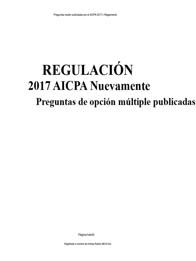 REG - 2017 Preguntas Liberadas Del AICPA PDF | PDF | Impuestos ...
